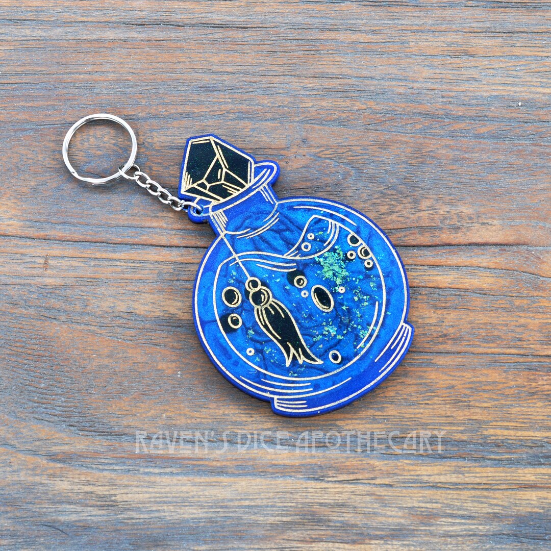 Blue Potion Bottle Key Ring Key Chain - Etsy
