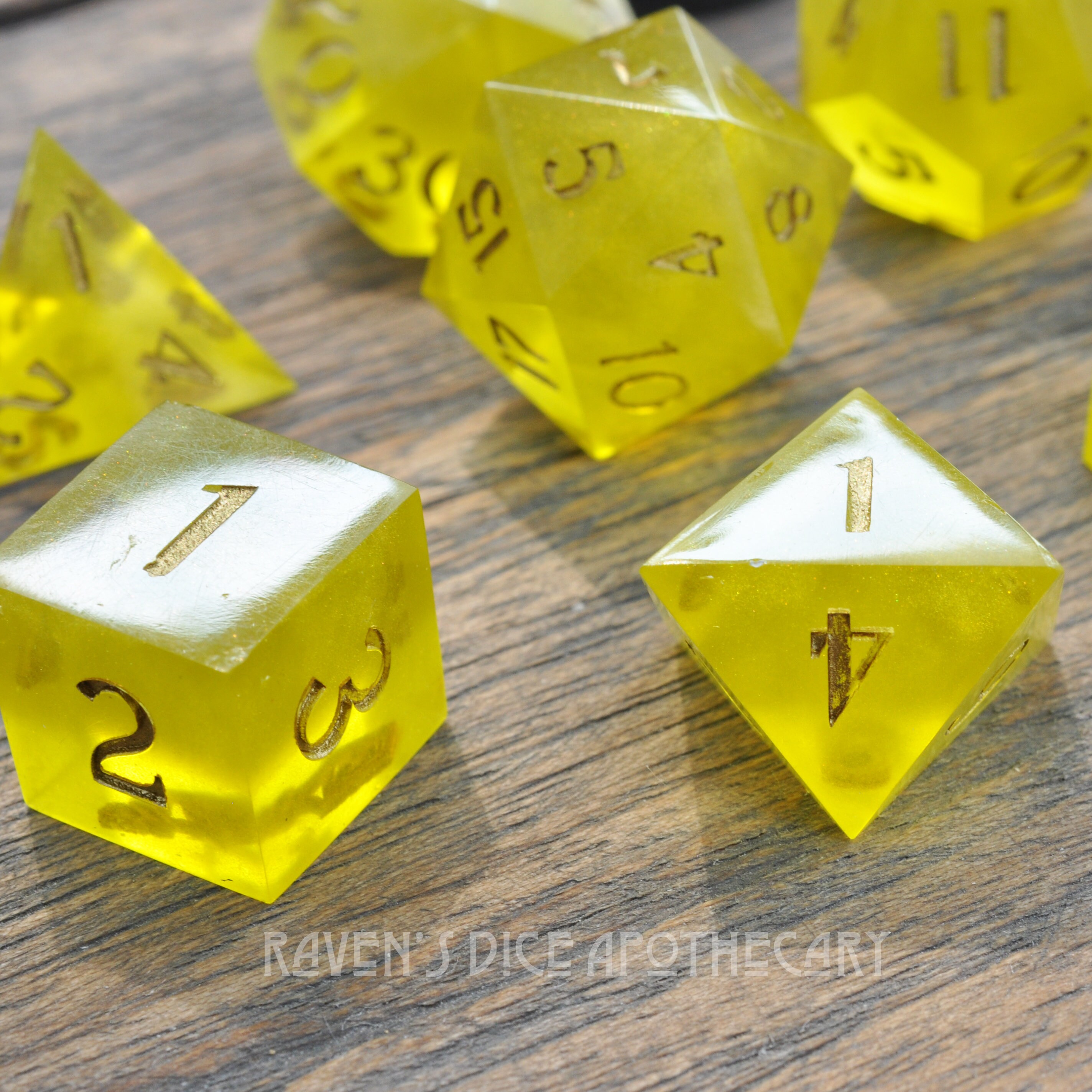 7 Piece Dice Set Handmade Dice Yellow Dice Gifts for Geeks - Etsy UK