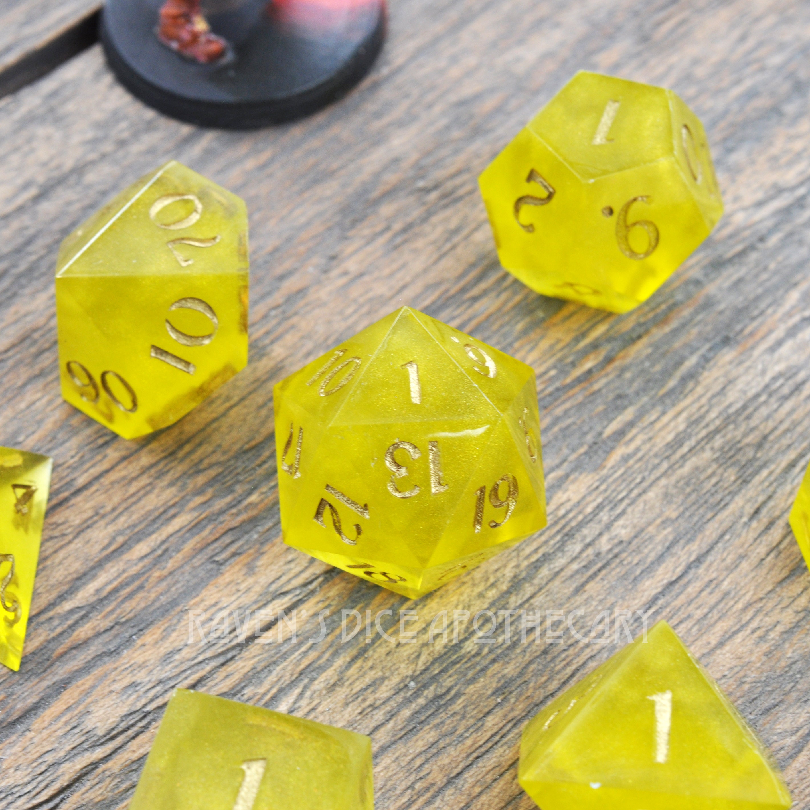 7 Piece Dice Set Handmade Dice Yellow Dice Gifts for Geeks - Etsy UK