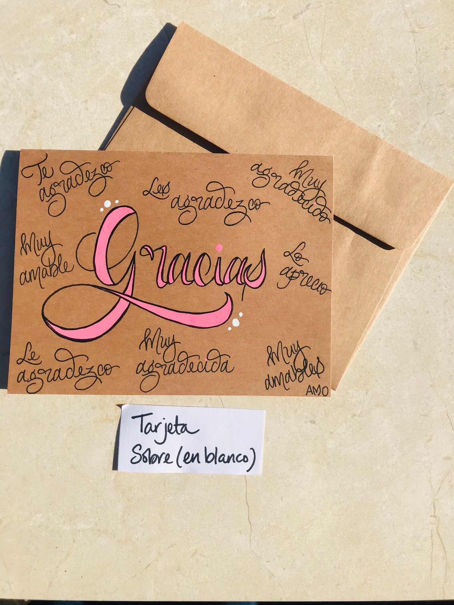 Gracias Tarjeta, Muchas Gracias Note, Spanish Lettering Thank You, Card ...