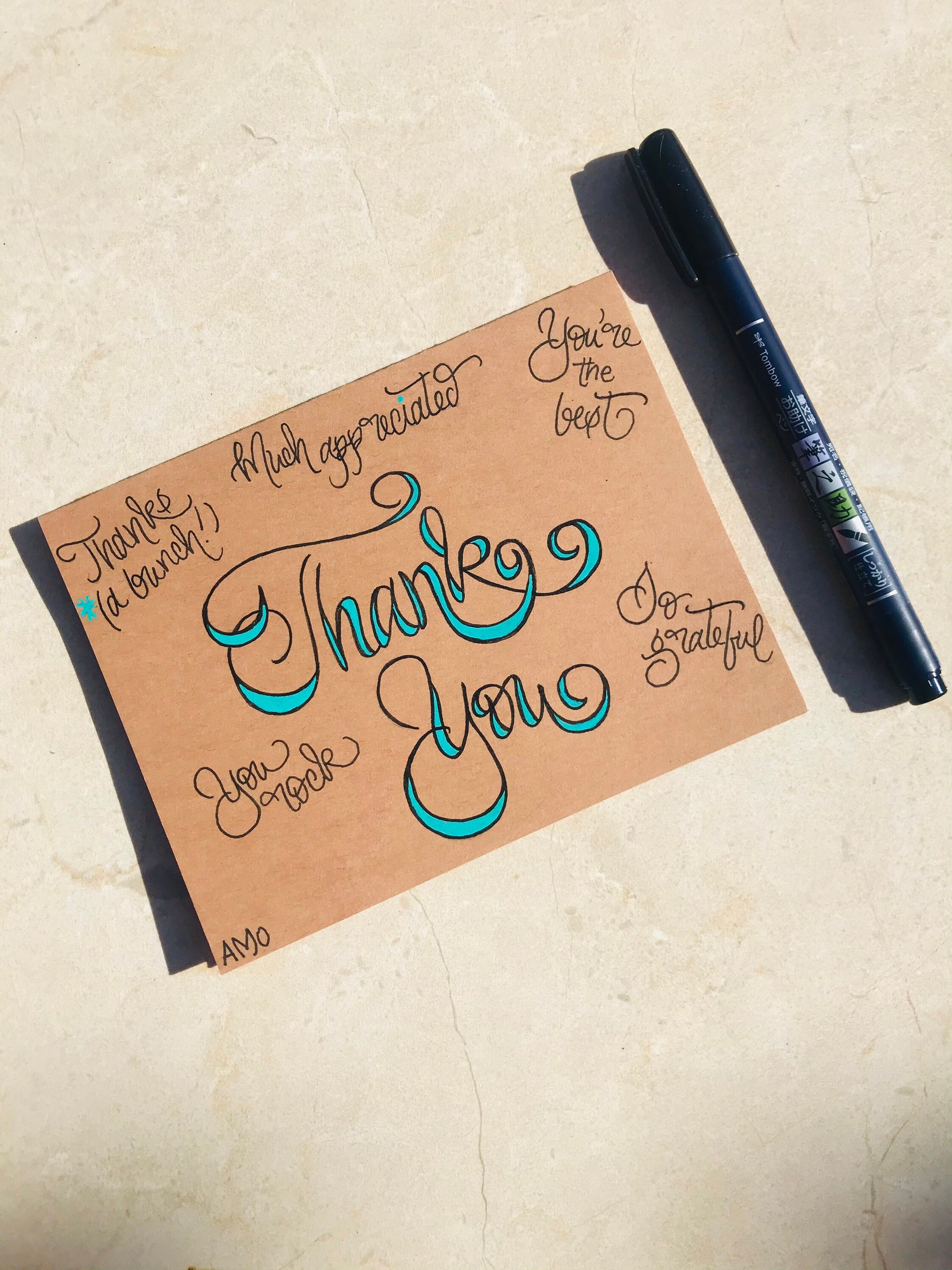 Thank You Card, Gratitude Note, Thank You Gift, Lettering, Thank You ...