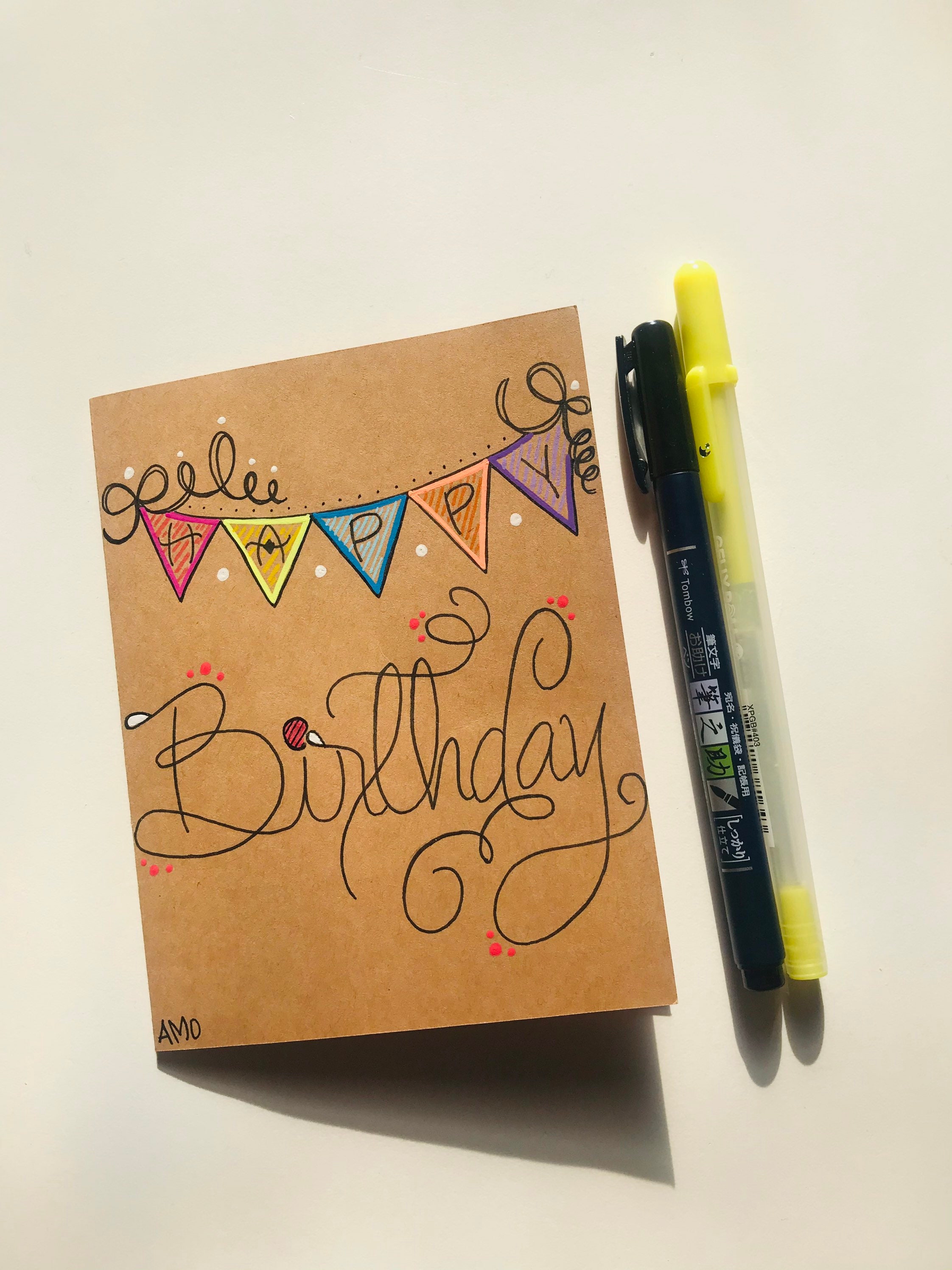 Happy Birthday Calligraphy Card, HBD Handlettered Card,birthday ...