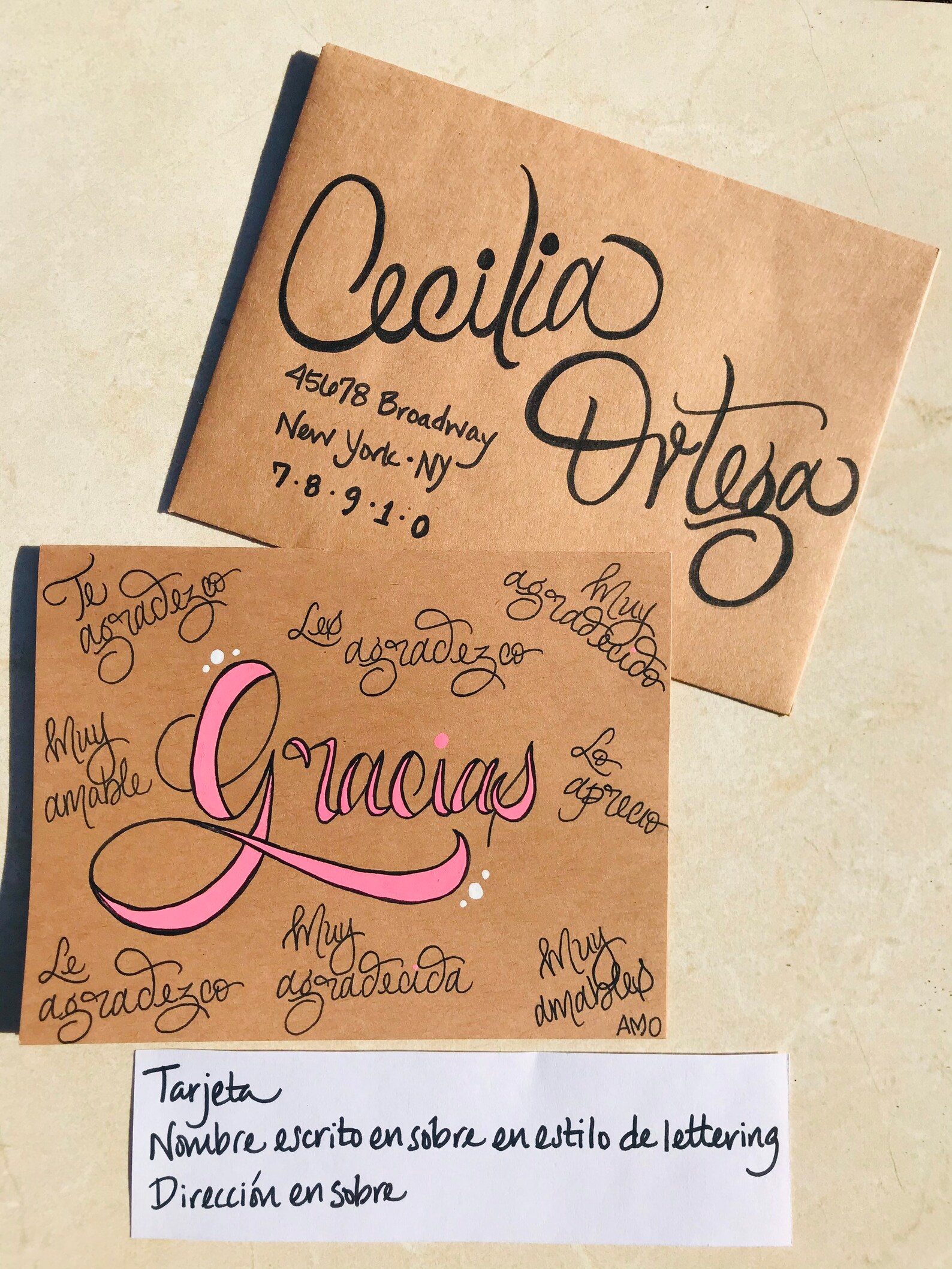 Gracias Tarjeta, Muchas Gracias Note, Spanish Lettering Thank You, Card ...
