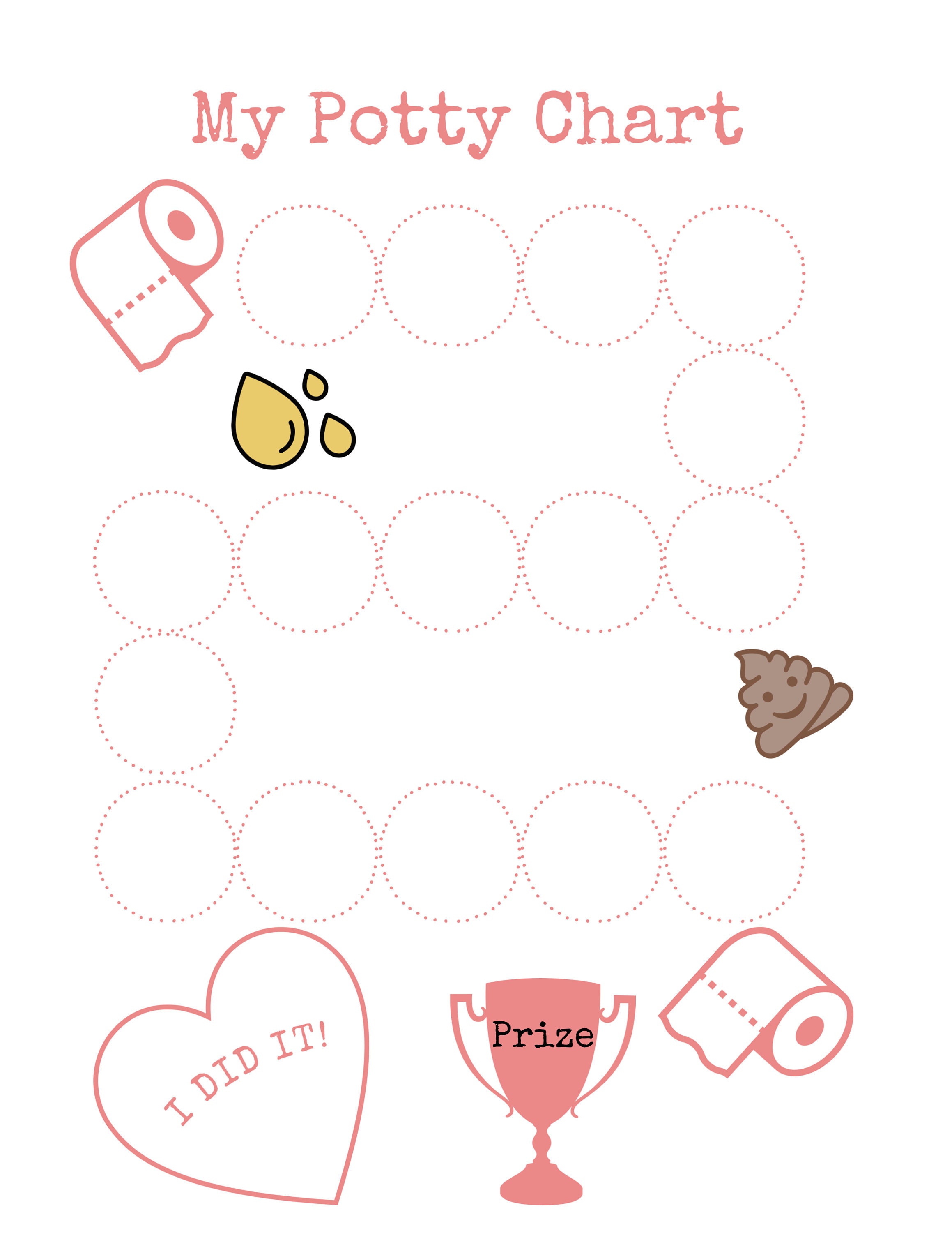 Girl's Potty Training Chart - Etsy