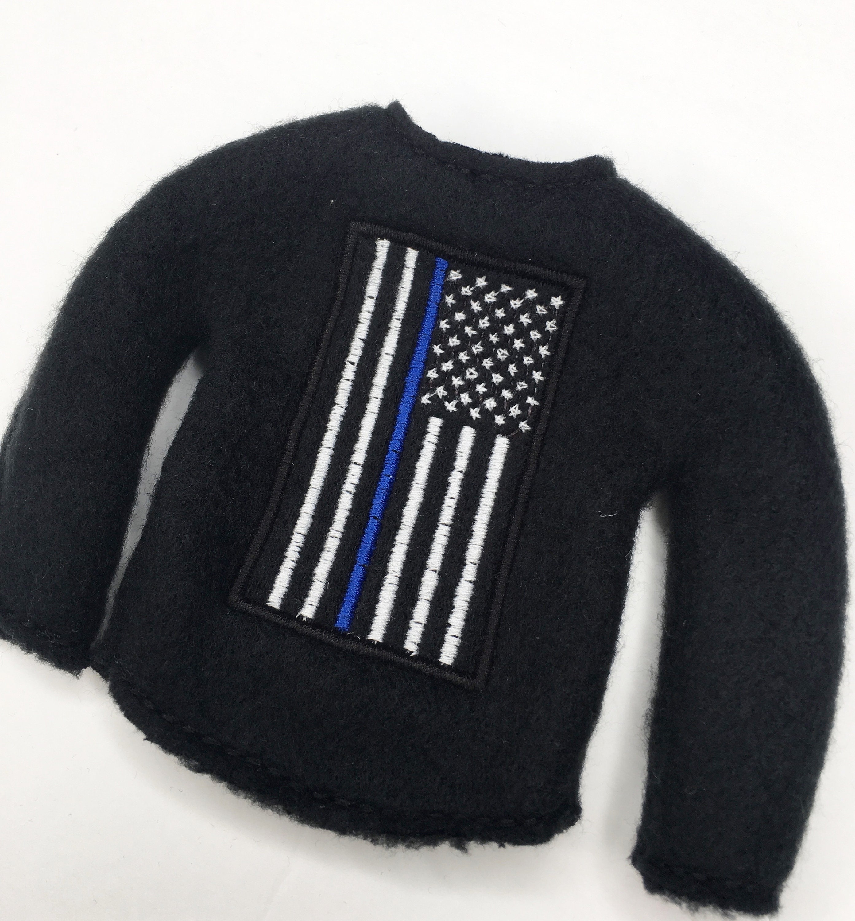 Thin Blue Line Police Embroidered Christmas Elf Sweater - Etsy