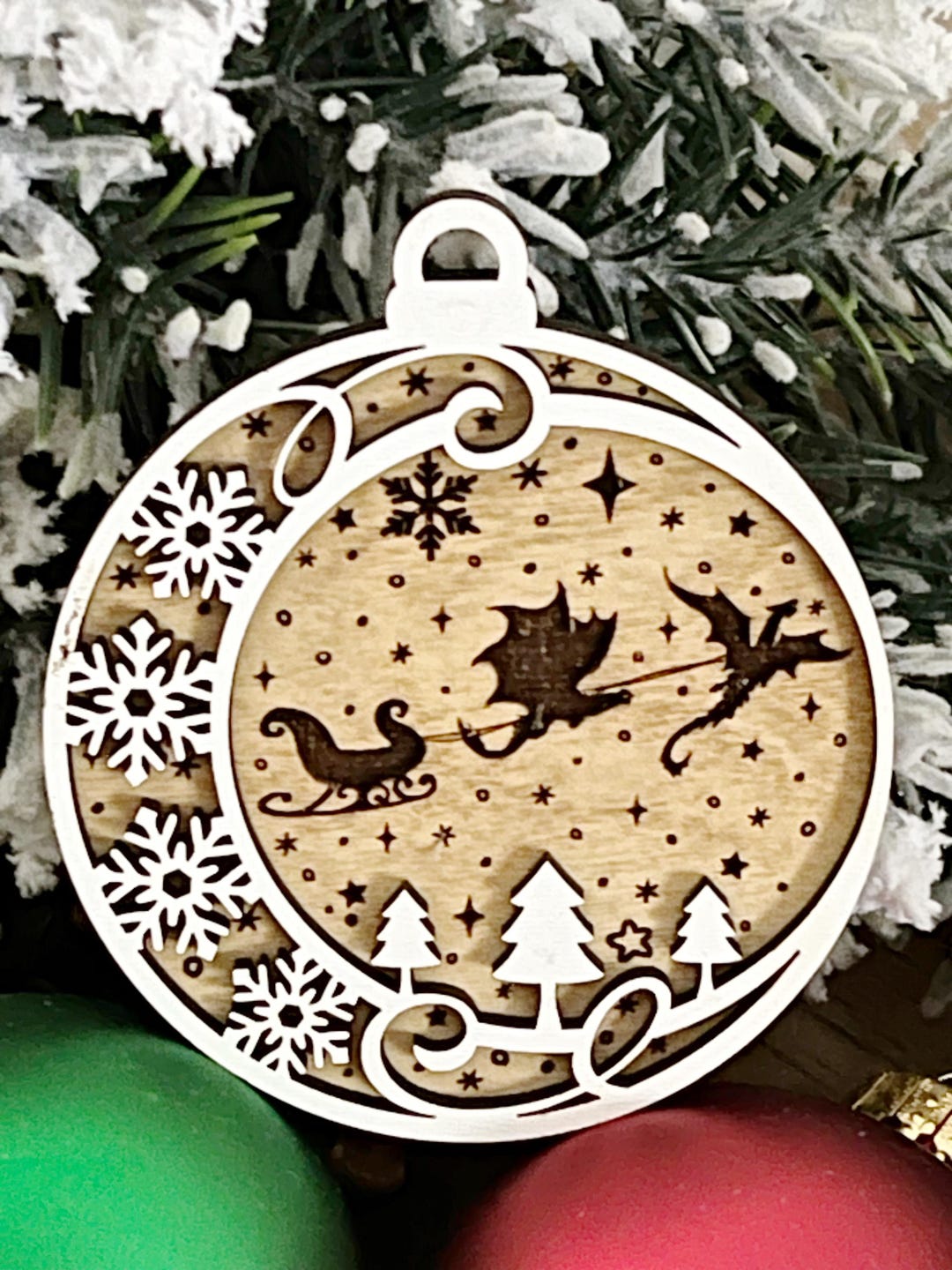 Snowflake Dragon Sleigh DND Dice Game Christmas Ornament - Etsy