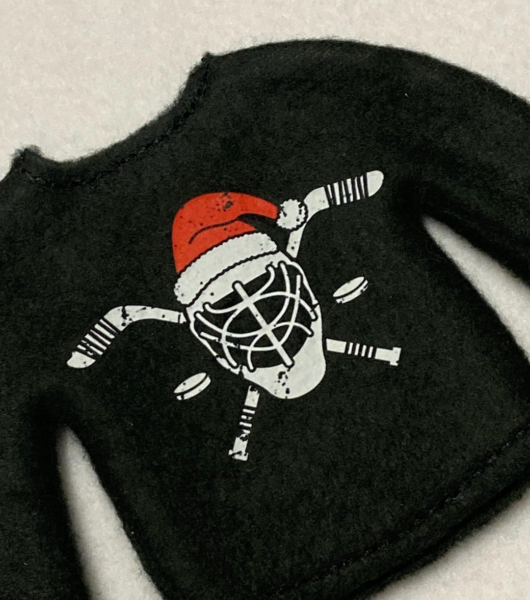 Santa Hat Goalie Hockey Christmas Elf Sweater Clothing Prop, Elf ...