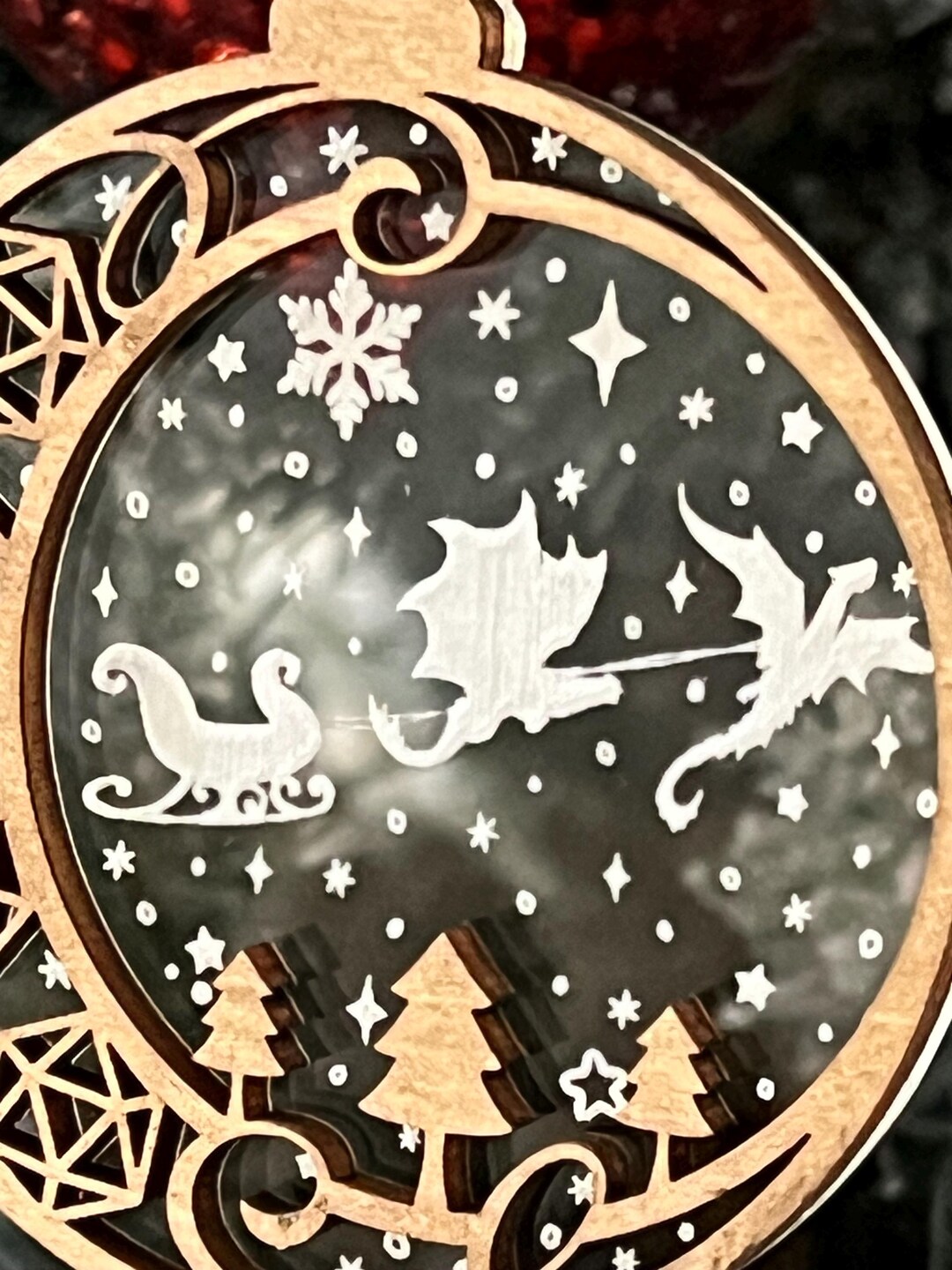 Clear Dragon Sleigh D20 DND Dice Game Christmas Ornament - Etsy
