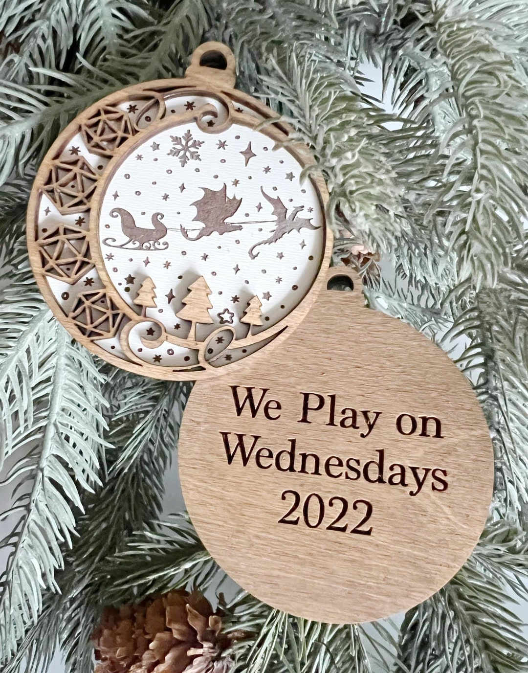 Personalized Dragon Sleigh DND D20 Dice Game Christmas Ornament - Etsy
