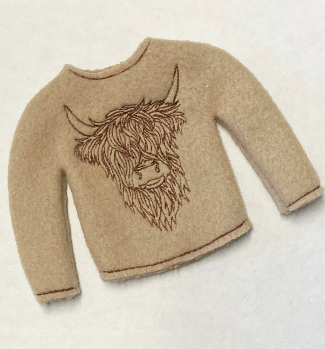 Farmhouse Highland Cow Embroidered Christmas Elf Sweater Clothing Prop ...
