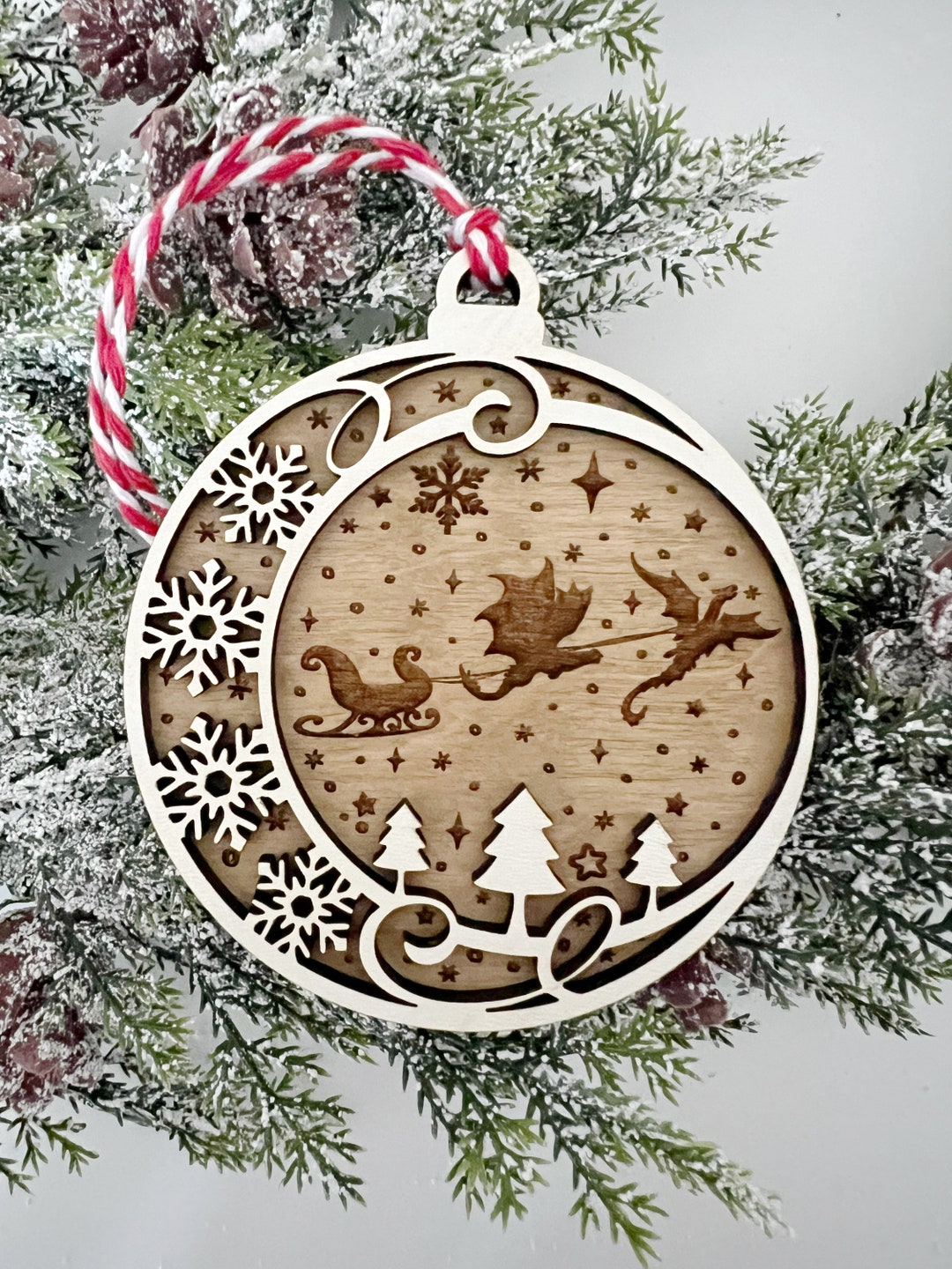 Snowflake Dragon Sleigh DND Dice Game Christmas Ornament - Etsy