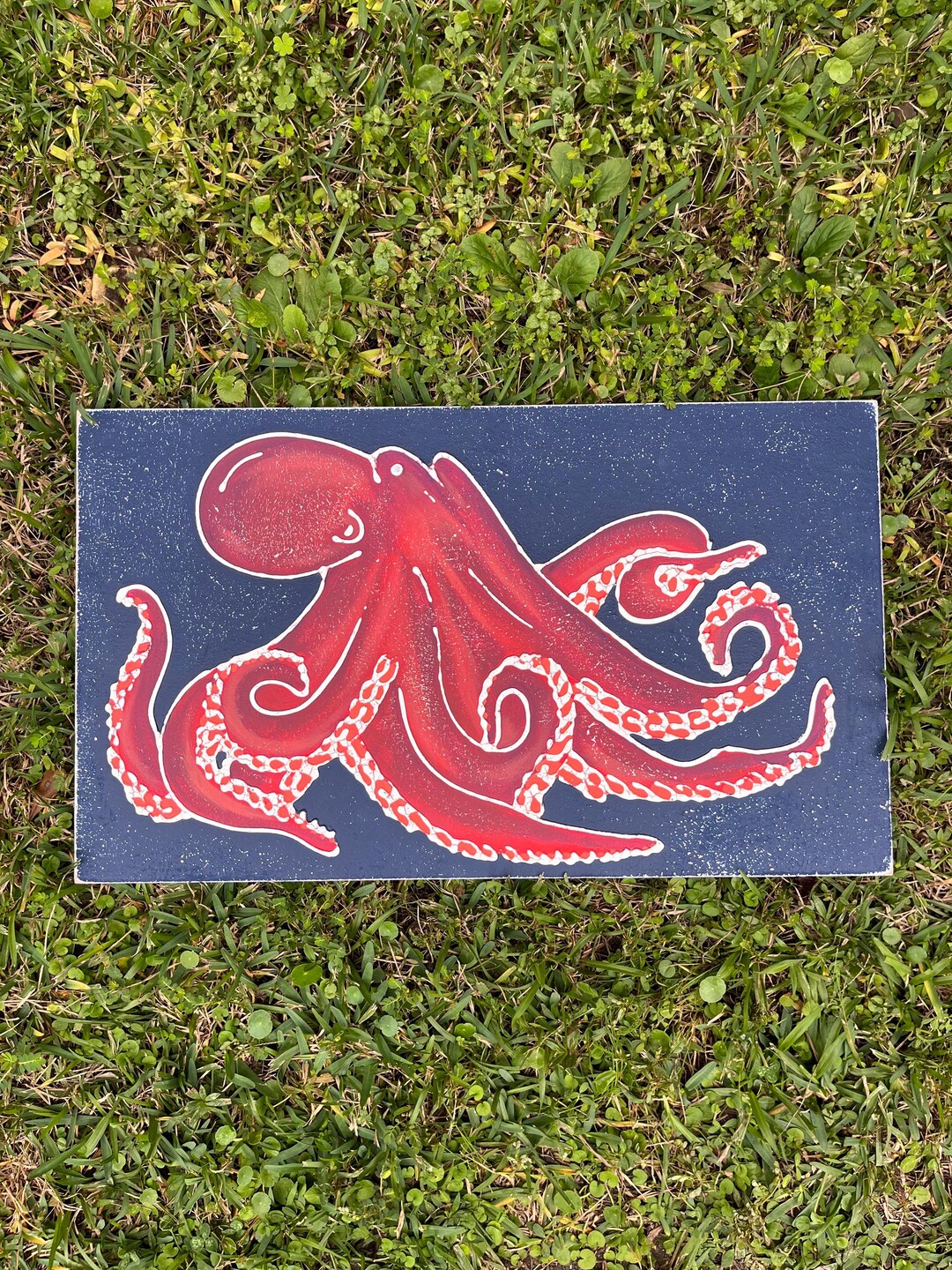 OCTOPUS, Hand Painted, Nautical Decor, Coastal Decor, Beach House Style ...