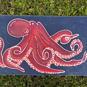 OCTOPUS, Hand Painted, Nautical Decor, Coastal Decor, Beach House Style ...