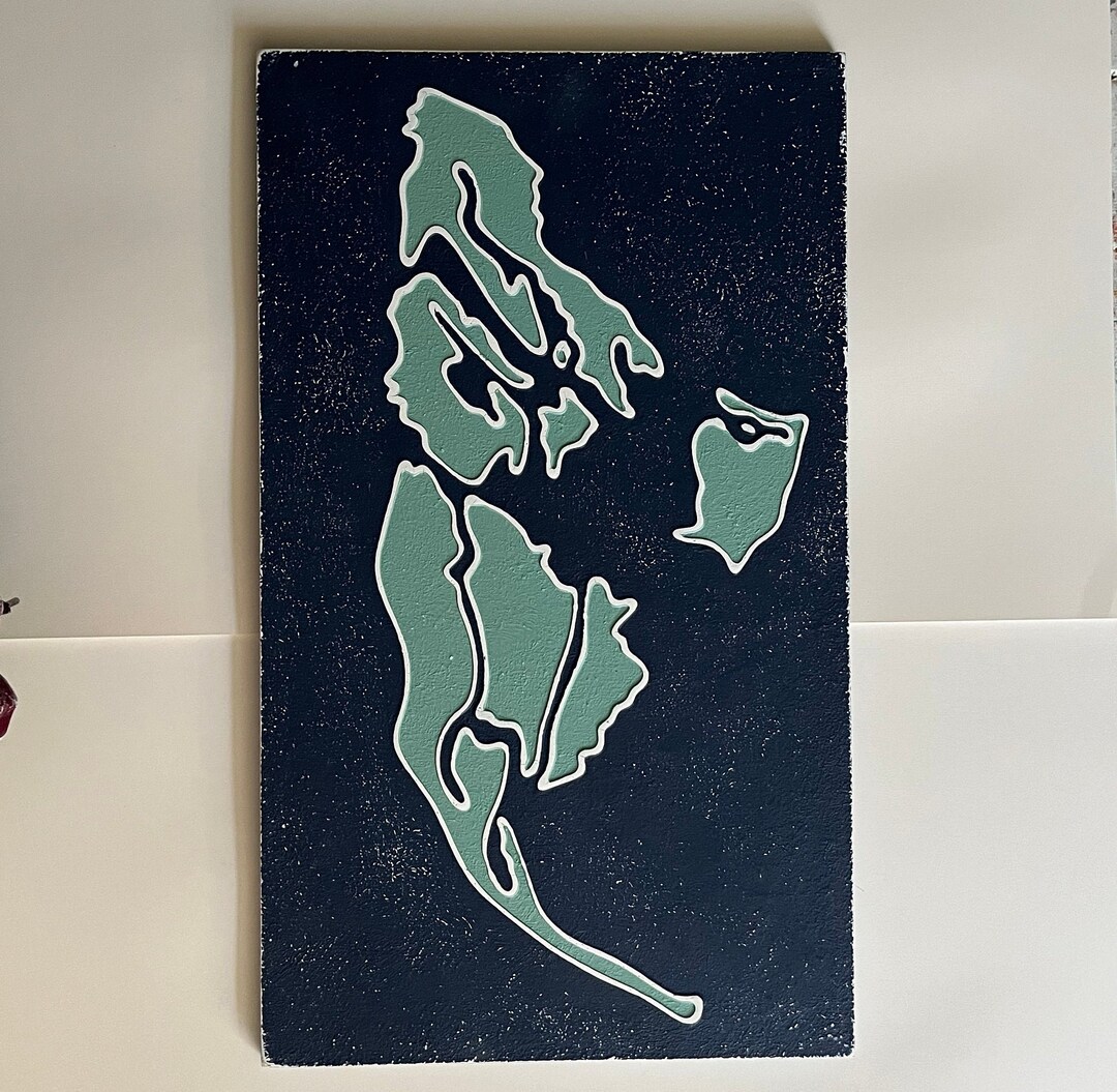 14x24 TANGIER ISLAND MAP- Sf/n- Wooden Art, Hand Painted, Eastern Shore ...