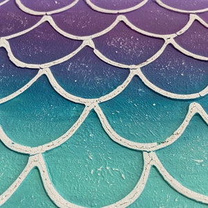 8x8 Purple OMBRE MERMAID SCALES Wooden Art, Hand Painted, Summer Decor ...