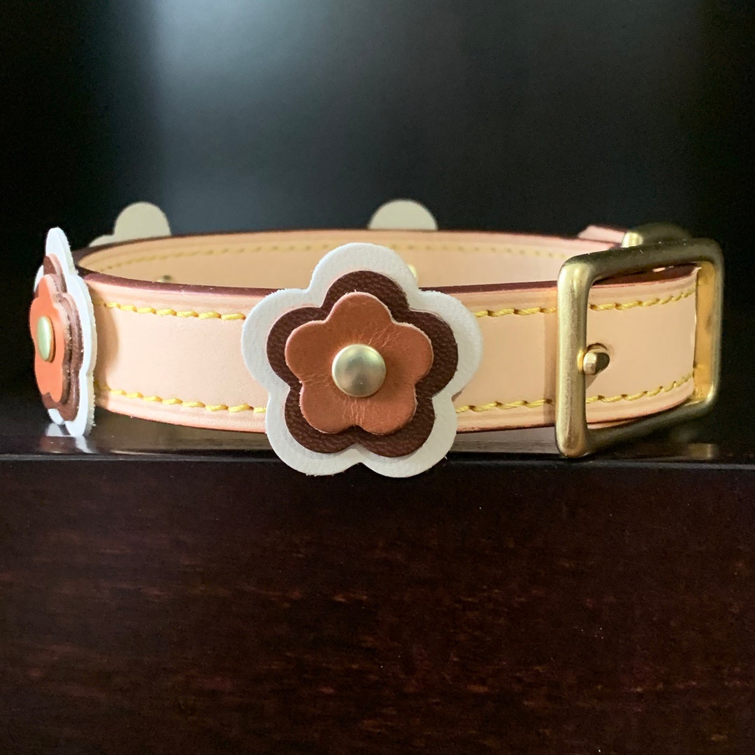 Authentic Italian Leather Dog Collar With Flowers Boutique - Etsy