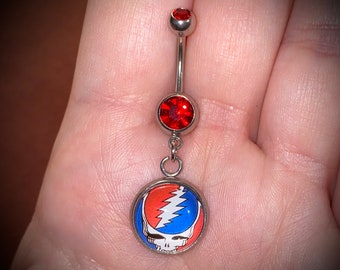 Red Belly Ring - Etsy