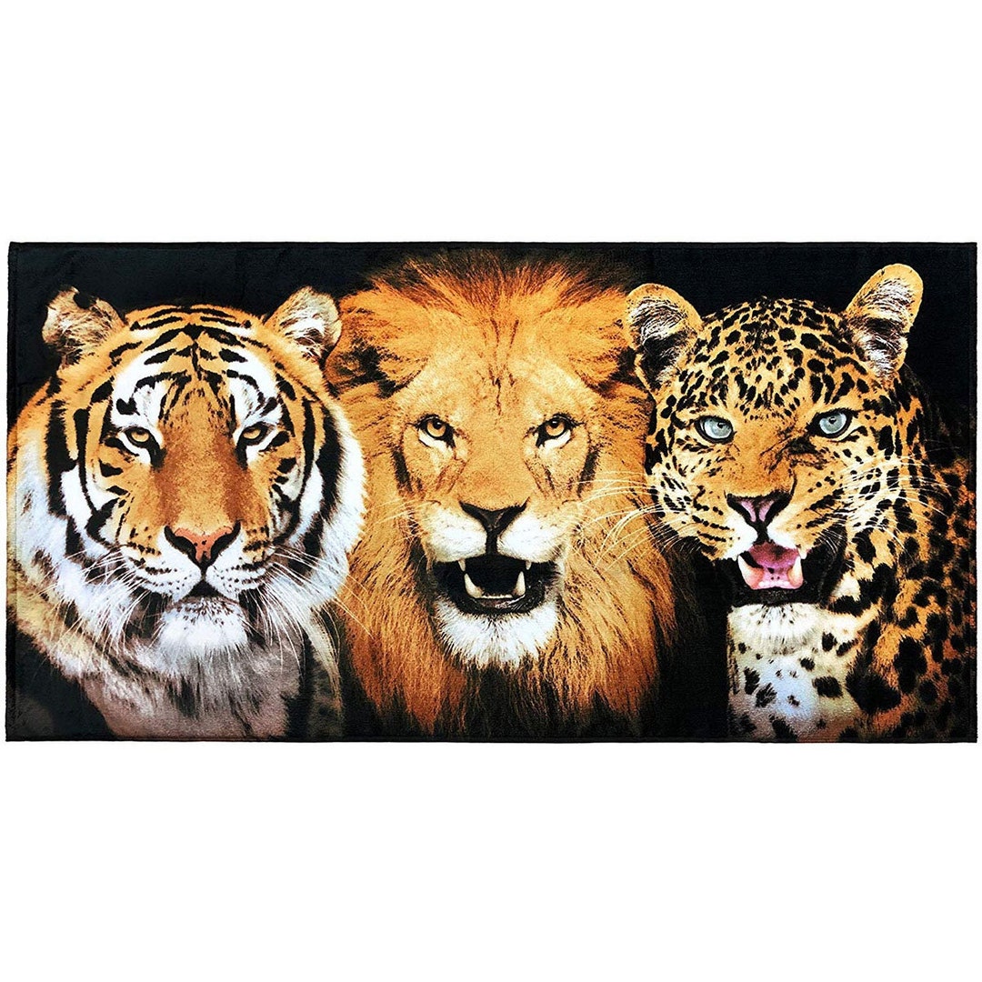 Big Cats Tiger Lion Cheetah Velour Beach Towel - Etsy
