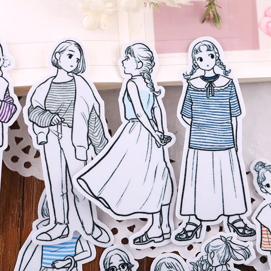 Sketch Girl Stickers 20 Pcs Bullet, Journal, Scrapbooking DIY Craft ...