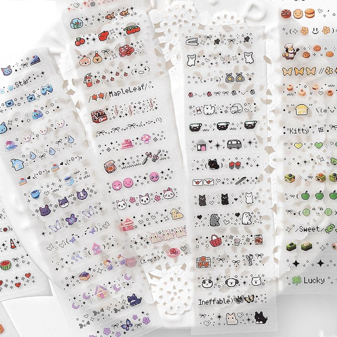 Mood Emoji PET Sticker 12 Sheets | Sparkle Finish, Pixel Stickers, Kiss ...