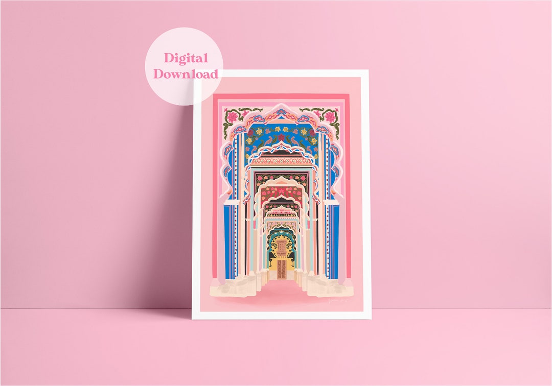 Patrika Gate Jaipur Print, India Hallway Illustration (digital Download ...