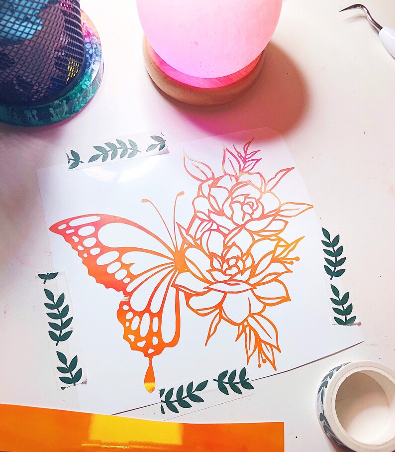 Butterfly Flower Decal Butterfly Decal Permanent Car Decal | Etsy