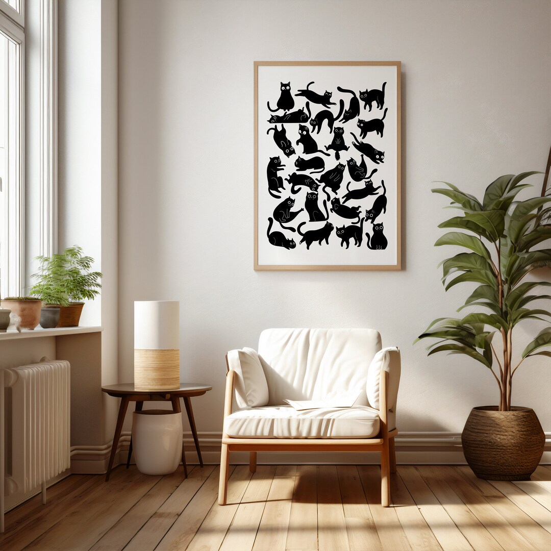 Lazy Cat Print | Digital Download | Cat Collage Print | Cat Print | Cat ...