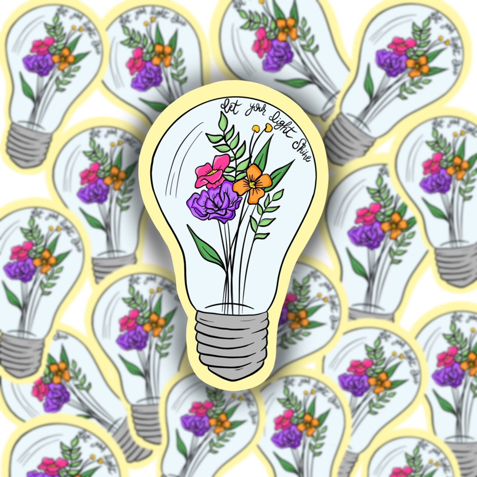 Light Bulb Sticker Let your light shine Light Blue | Etsy