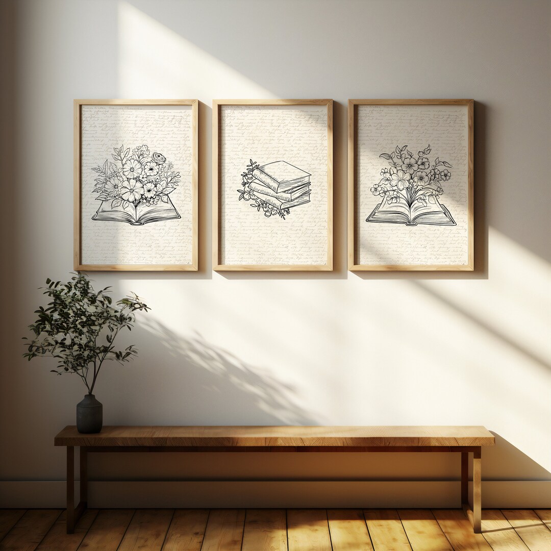 Set of 3 Book Print | Digital Download | Book Collage Print | Book ...