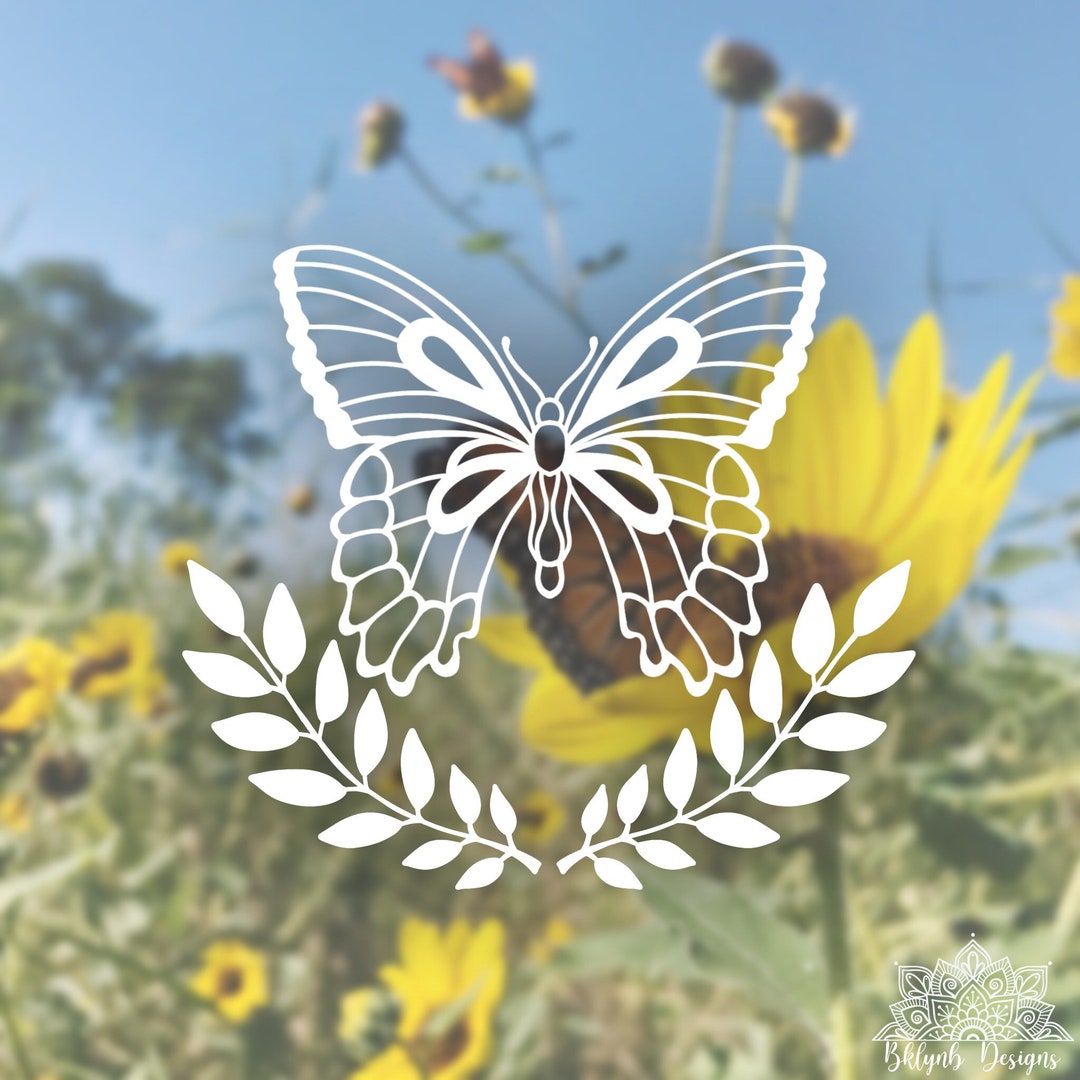 Butterfly Flower Decal Butterfly Decal Permanent Car Decal - Etsy