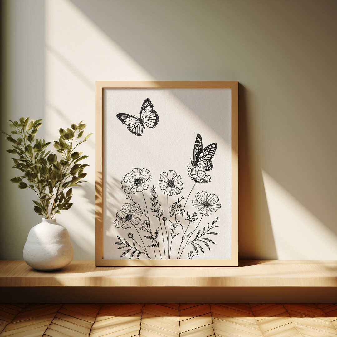 Butterfly Flower Print | Digital Download | Butterfly Flower Print ...