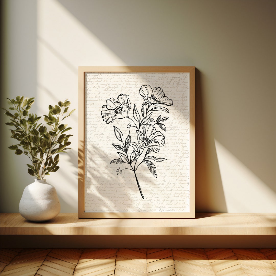Vintage Flower Print | Digital Download | Flower Print | Flower Design ...