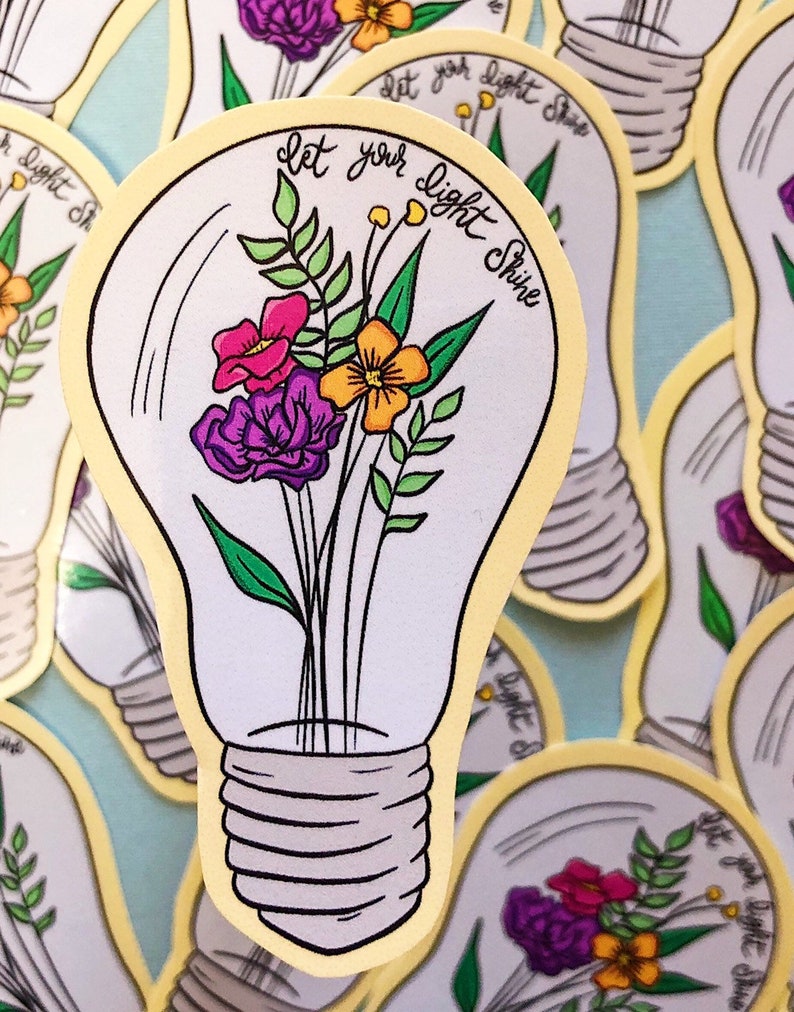 Light Bulb Sticker Let your light shine Light Blue | Etsy