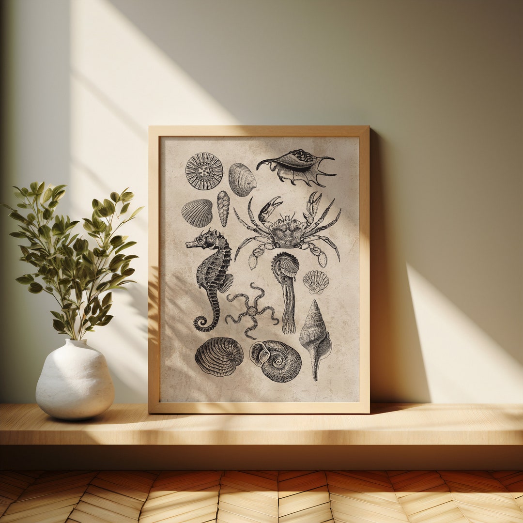 Sea Creature Print | Digital Download | Sea Collage Print | Fish Print ...