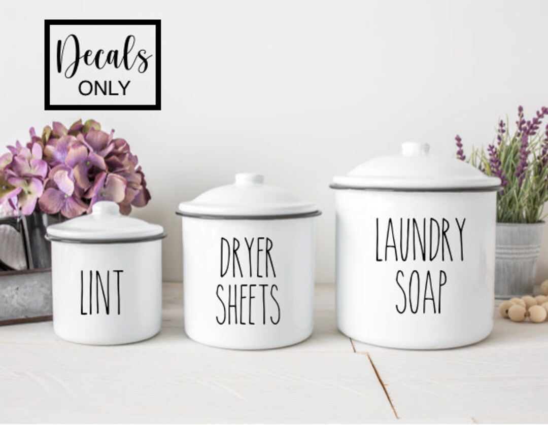 Laundry Canister Labels, Laundry Decal Set, Laundry Room Vinyl Decals ...