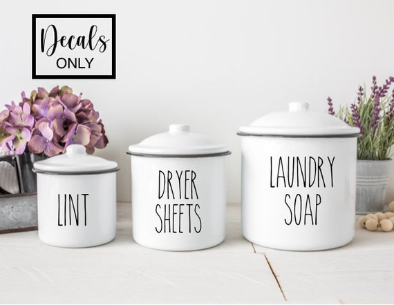 Laundry Canister Labels Laundry Decal Set Laundry Room Vinyl | Etsy Canada