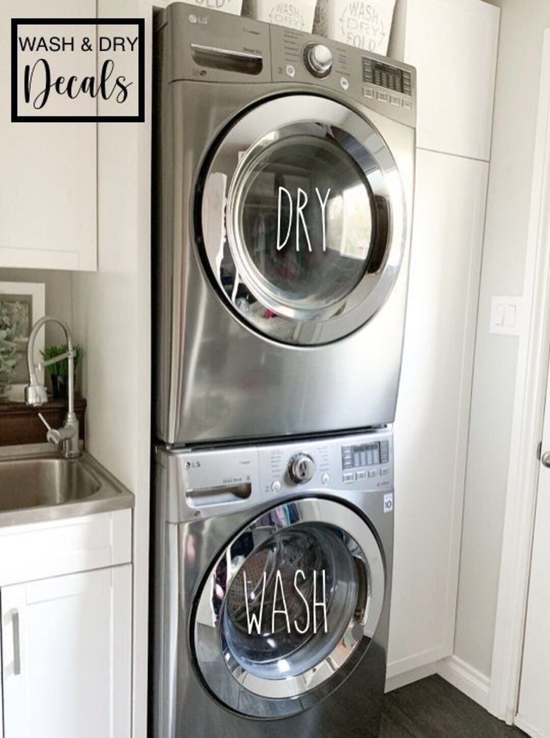 Washer Dryer Decal Set, Wash and Dry Decals, Washer Dryer, Laundry Room ...