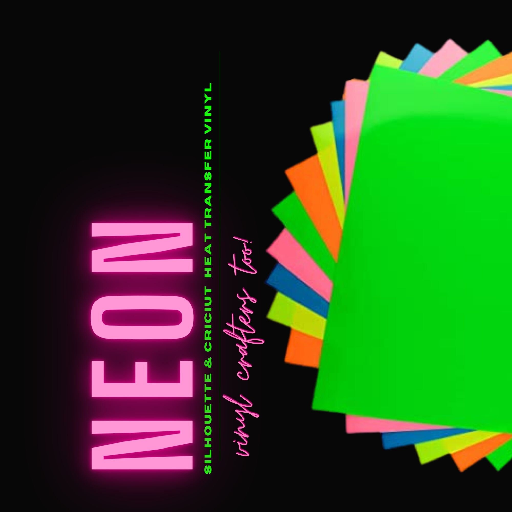 Neon Heat Transfer Vinyl Sheets Neon Pink Neon Yellow Neon | Etsy
