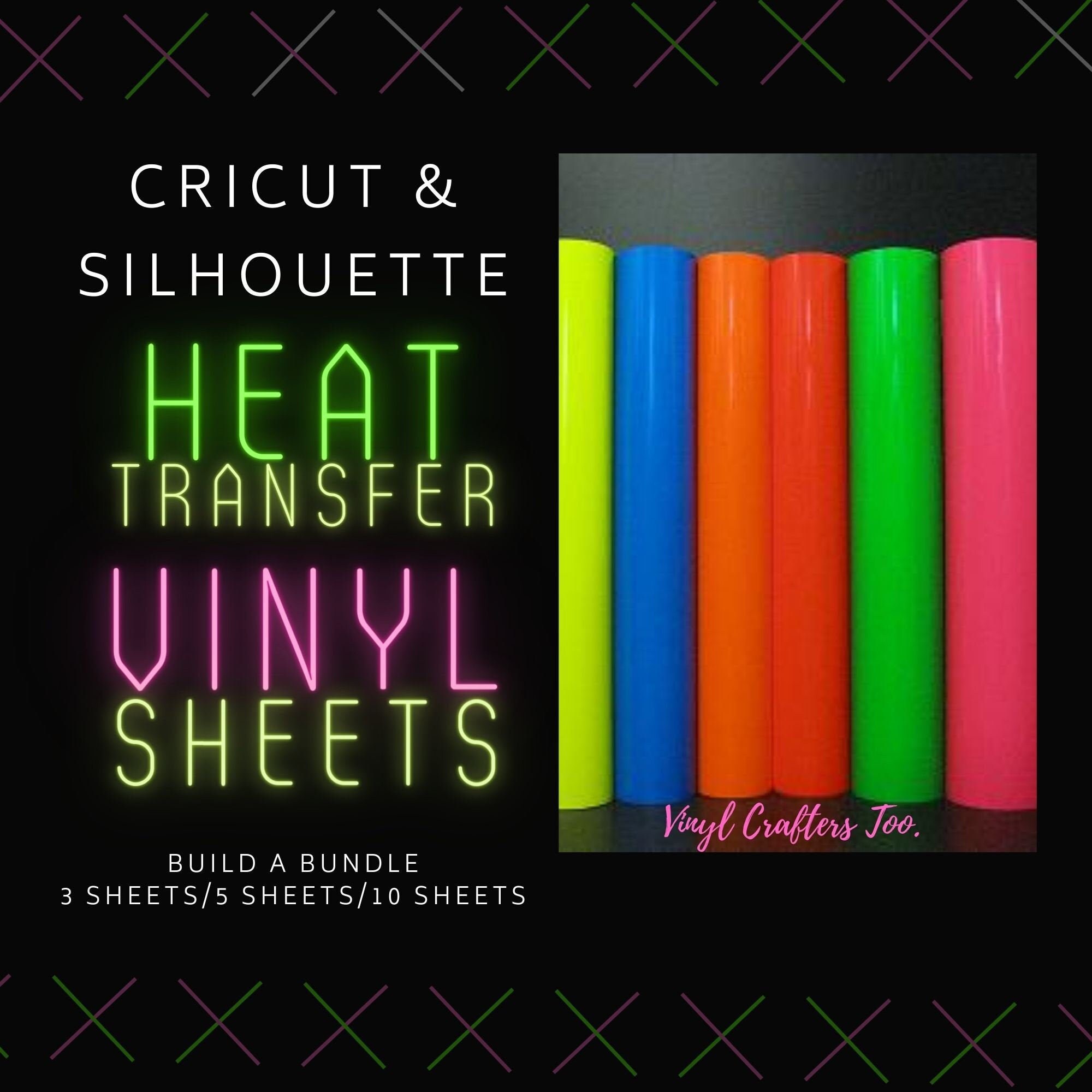 Neon Heat Transfer Vinyl Sheets Neon Pink Neon Yellow Neon | Etsy