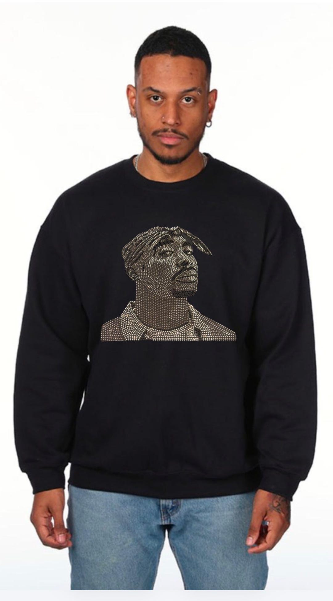 Tupac Legendary Tribute Rhinestone Sweatshirt - Etsy