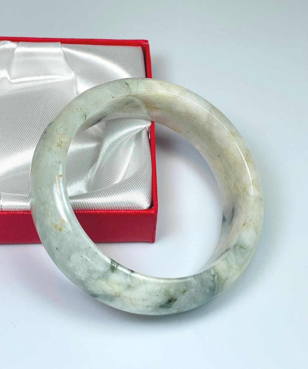 60.5mm Icy Hand Carved Imperial and Emerald Green W/ Milky White ...