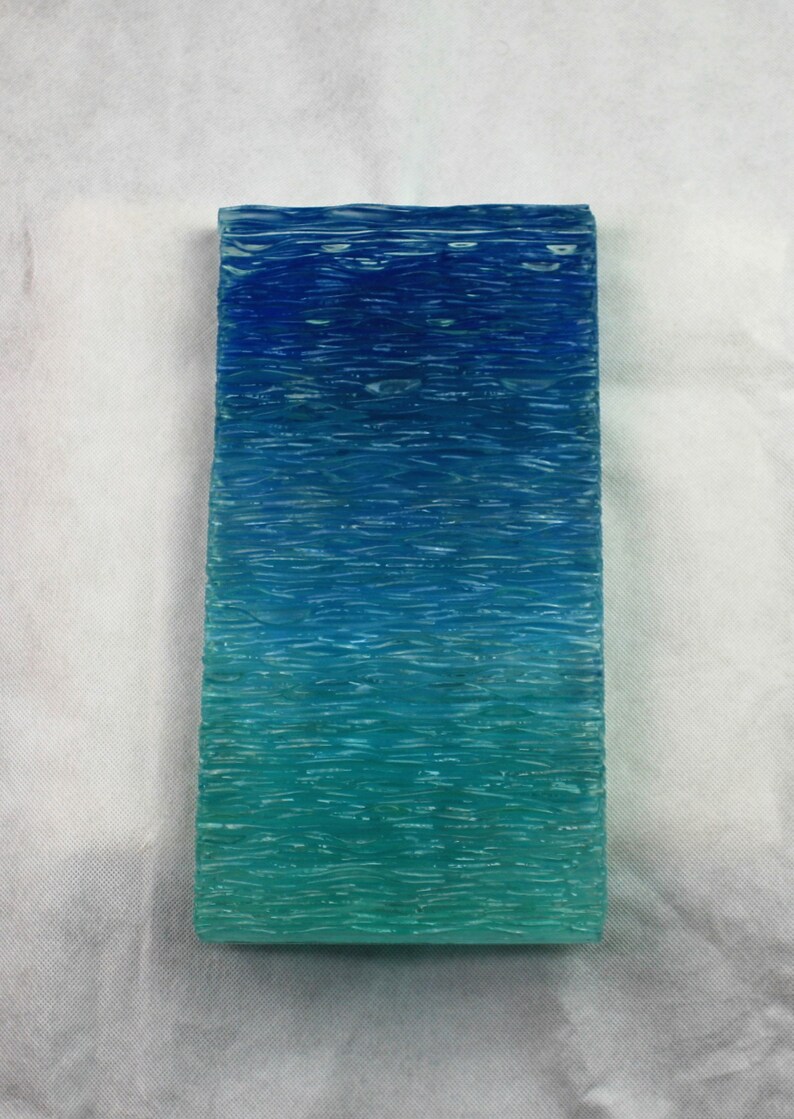 Blue Ocean Waves Fused Glass Modern Wall Art Ocean Themed | Etsy