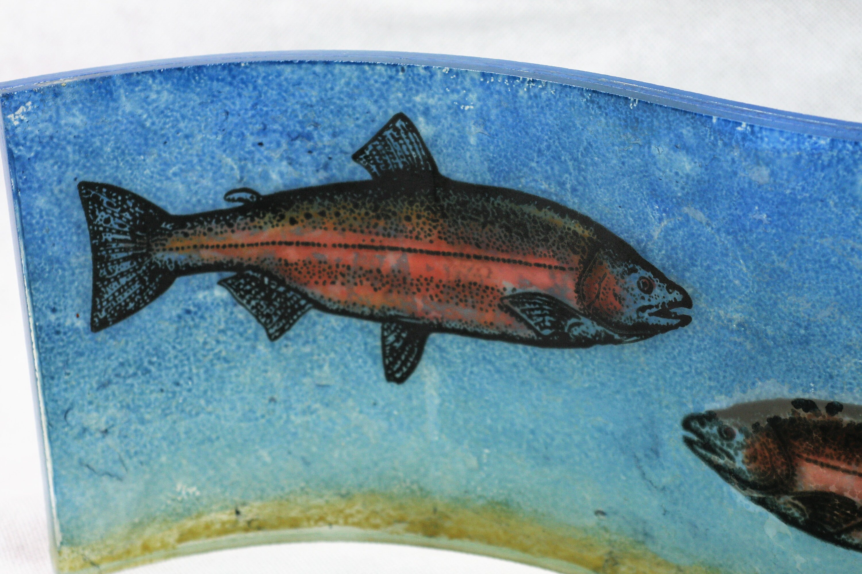 Dual Fish Freestanding Curved Screenprint Glass Casting | Etsy