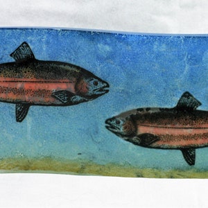 Dual Fish Freestanding Curved Screenprint Glass Casting Created With ...