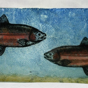 Dual Fish Freestanding Curved Screenprint Glass Casting Created With ...