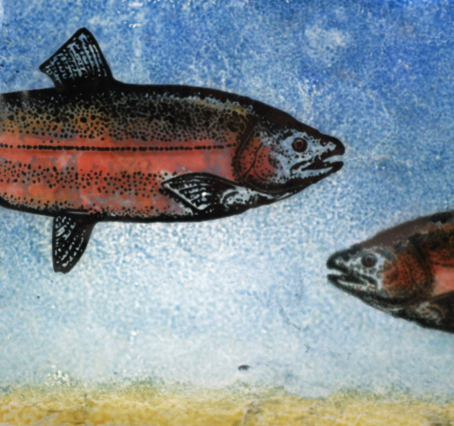 Dual Fish Freestanding Curved Screenprint Glass Casting | Etsy