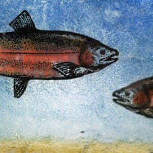 Dual Fish Freestanding Curved Screenprint Glass Casting Created With ...