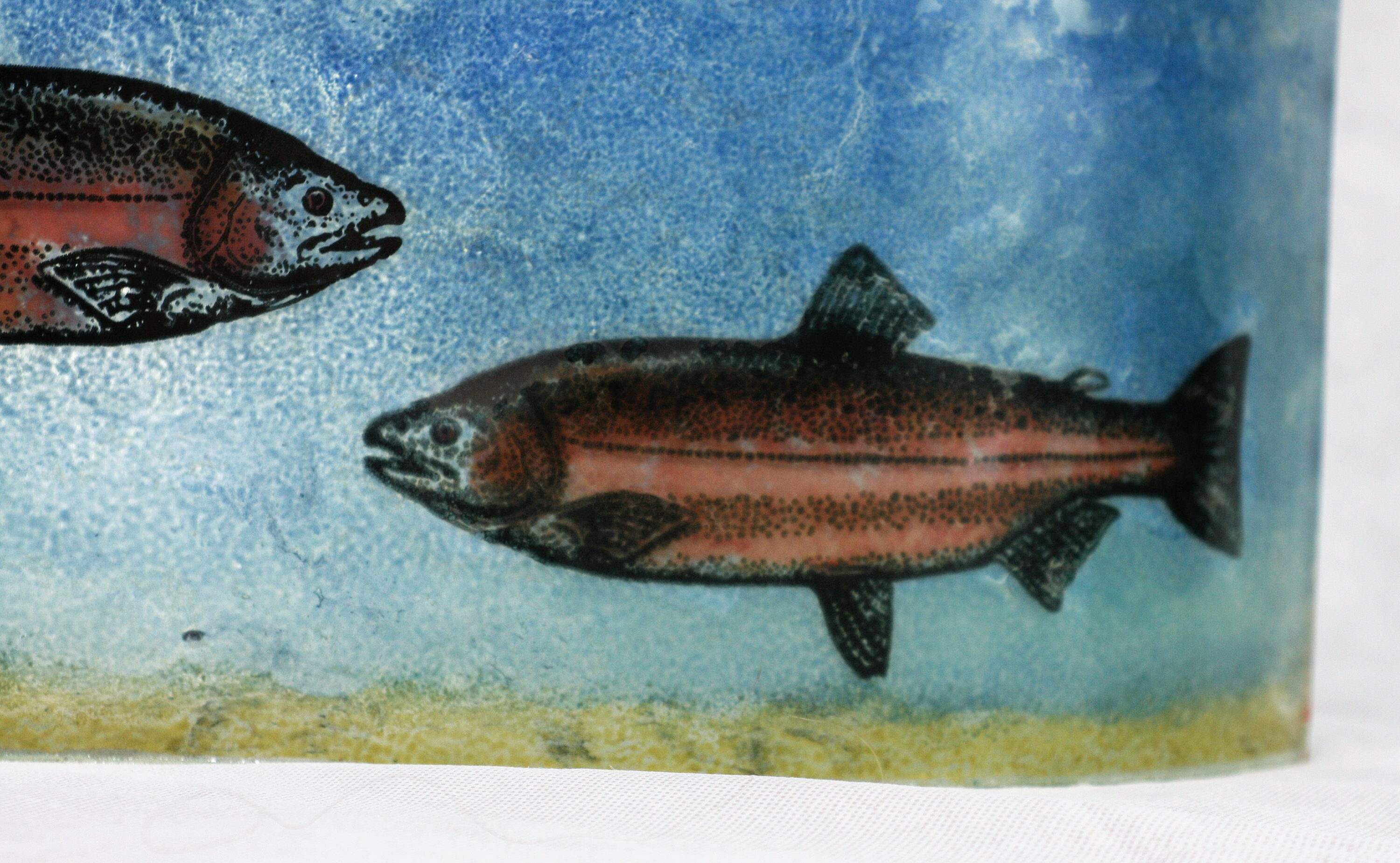 Dual Fish Freestanding Curved Screenprint Glass Casting | Etsy