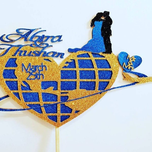 Black World Map Cake Topper - Etsy