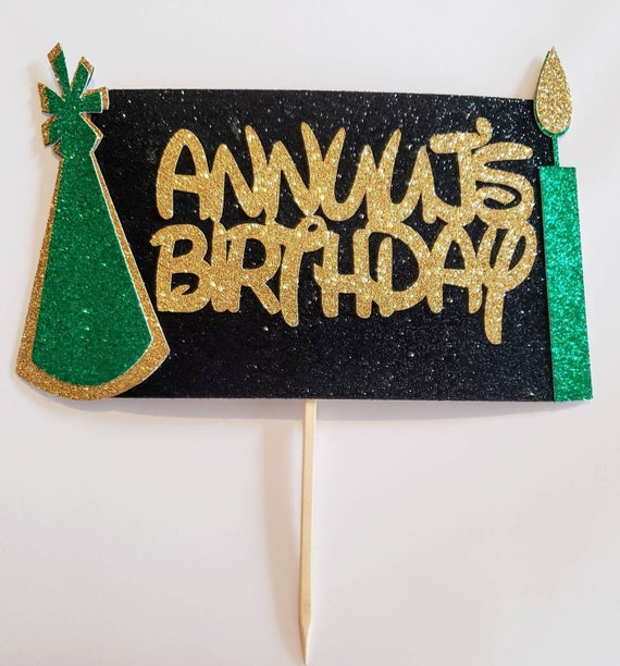 Personalized Custom Birthday Cake Topper With Birthday Hat and | Etsy